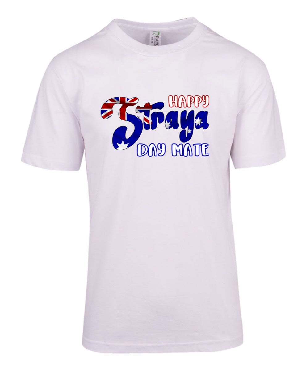 Kids Happy Straya Mate Day Australia Day Tee - Sizes 00-16 - Black or ...